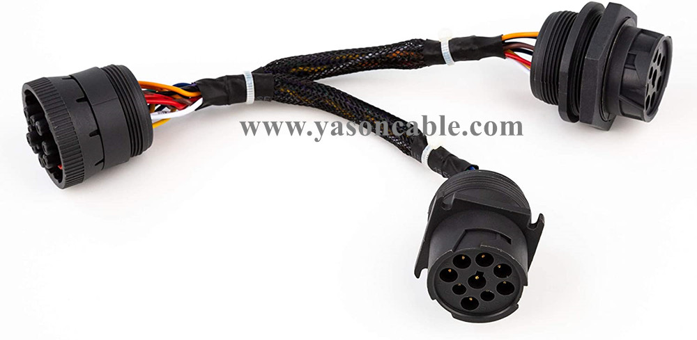 Black Type 1 J1939 9pin Splitter Y Cable Female to 2 Male for Truck ...