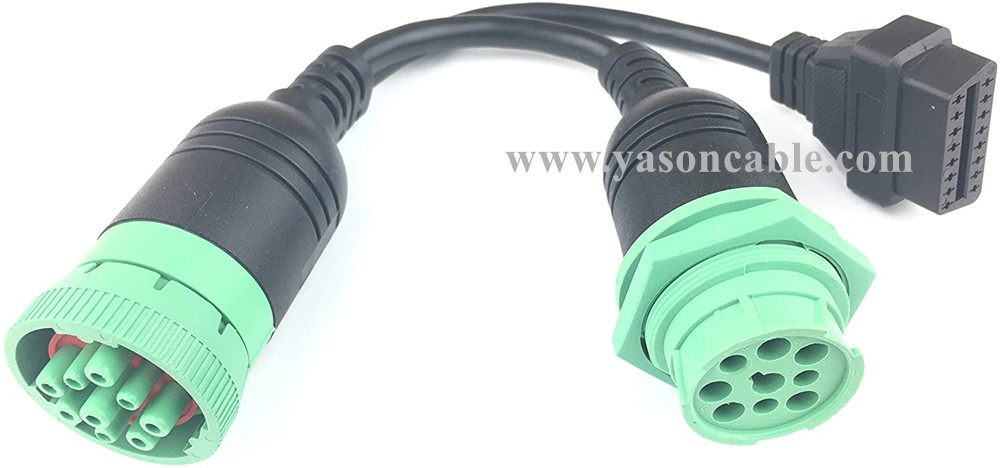 9 Pin High Speed Extension MasTrack Green 9-Pin J1939 Y-Cable Splitter ...