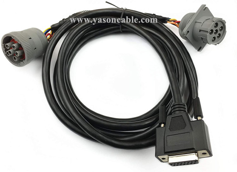 J1708 6pin Male to Female to DB15 Splitter Y Cable for Truck ...