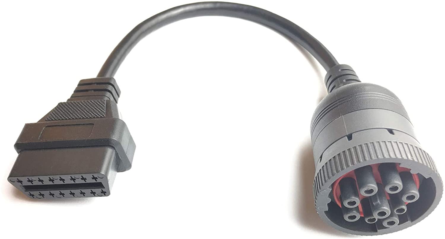 Type 1 J1939 9pin to OBD2 Cable Black J1939 to obdii Female Adapter for ...