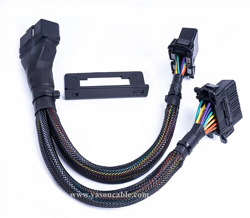 OBDII Cable OBD2 16pins Male to 2 Female Splitter Y Cable 20awg Thick Wire