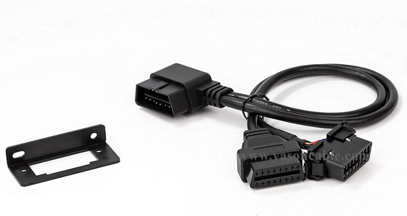 Angled Universal Full 16pin OBD2 OBD II Splitter Extension Y Cable Dual ...